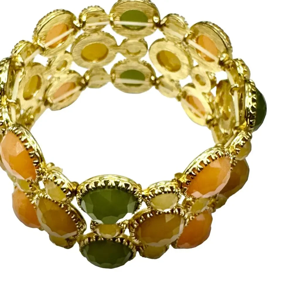 Boutique | Jewelry | Gold Tone Stretch Bracelet Translucent Acrylic ...